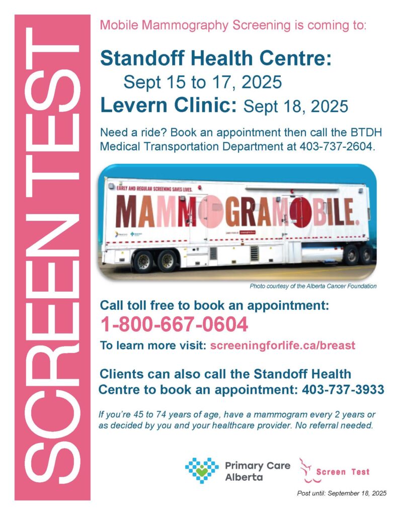 Mobile Mammography Screening - Blood Tribe Department of HealthBlood ...