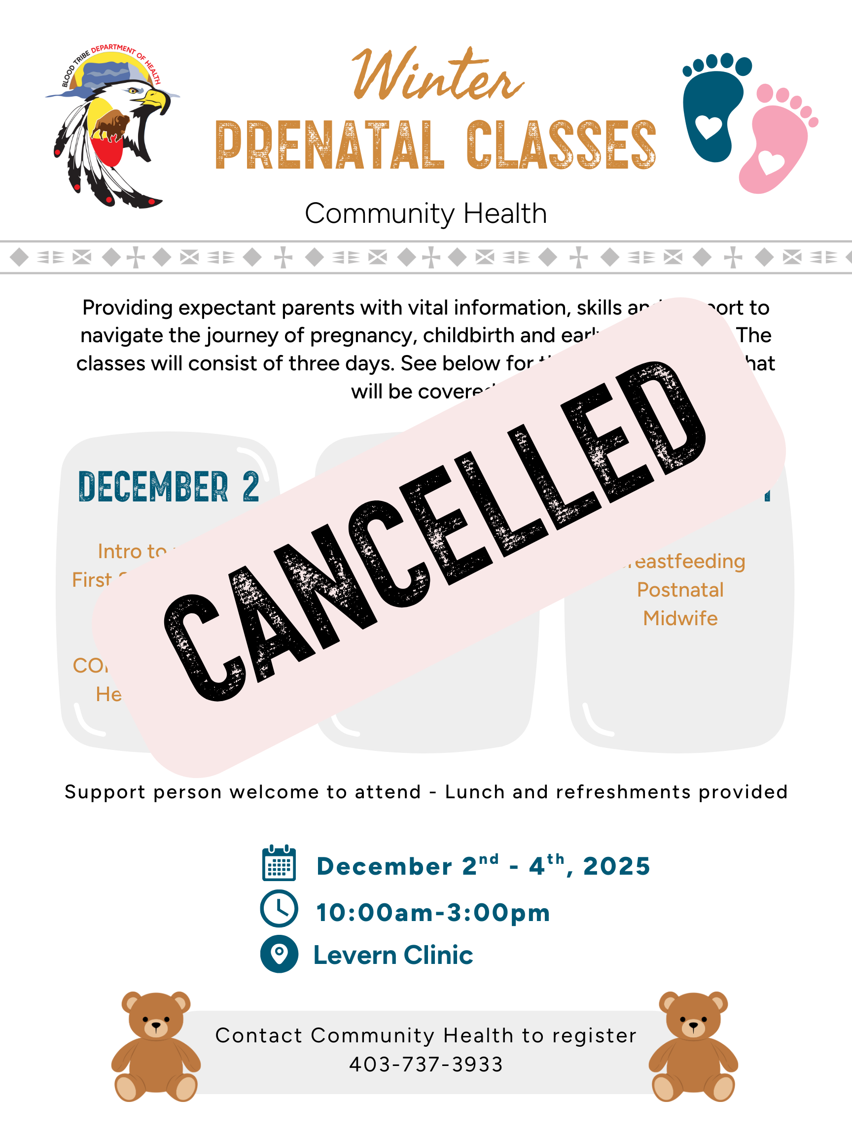 Winter Prenatal Classes Cancelled - Blood Tribe Department of ...